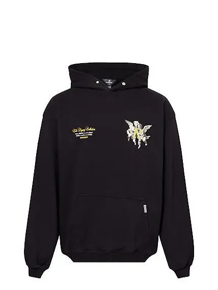 REPRESENT Legacy Cherubs Printed Cotton Hoodie - Jet Black