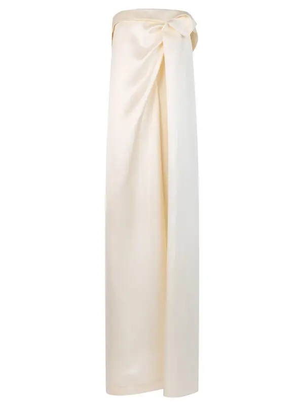 HEIRLOME Manuela Bow-detailed Silk-satin Gown - Ivory