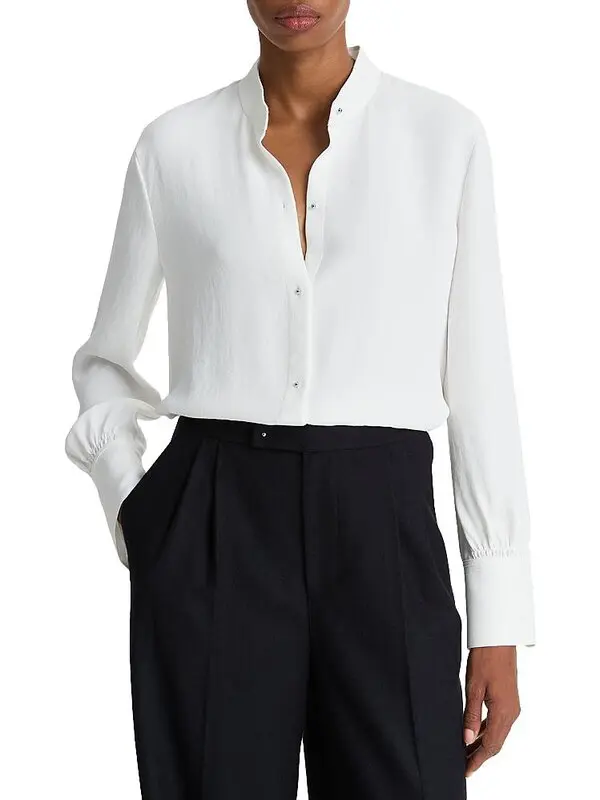 Vince Mandarin Collar Blouse - Off White