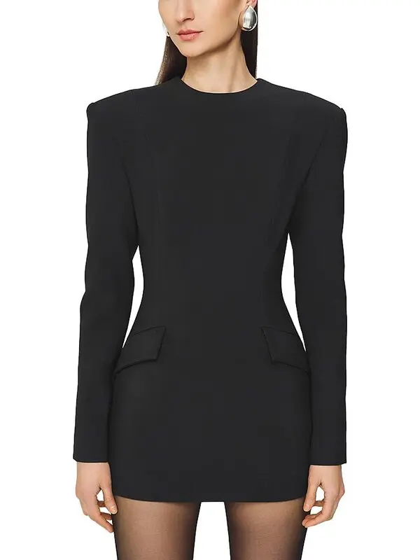 Ronny Kobo Alana Long Sleeve Mini Dress - Black