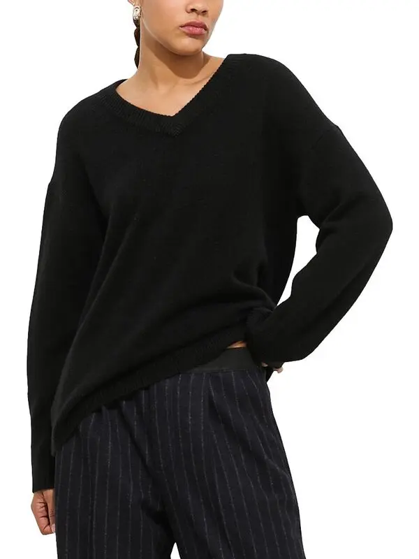ALEX MILL Rowan Cashmere V-neck Sweater - Black