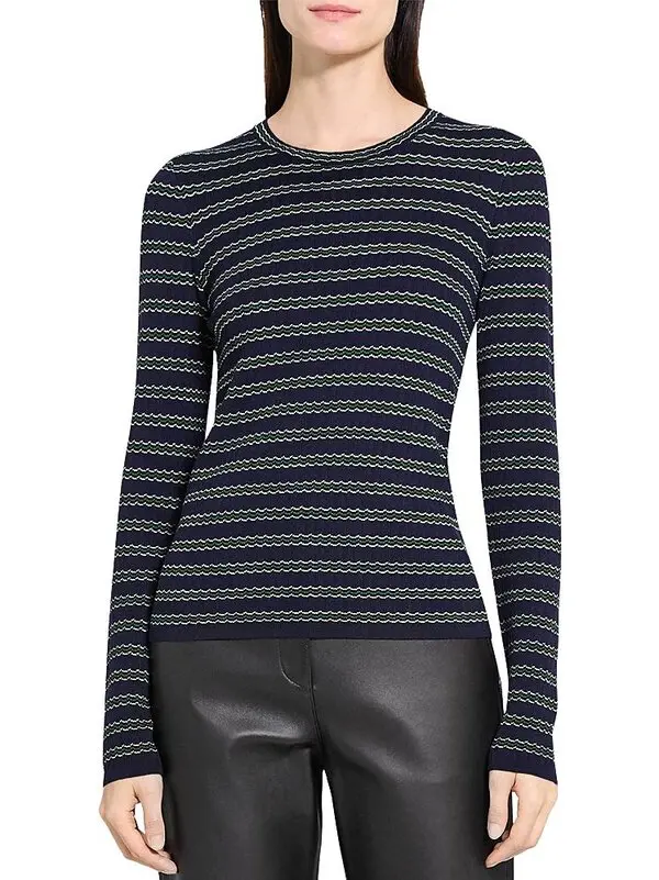 Theory Stripe Wool Top - Deep Navy Multi