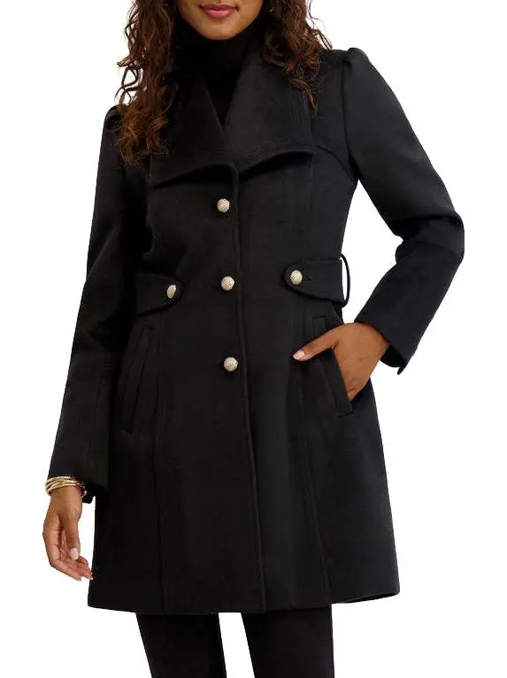 Kensie Wool-blend Long Coat - Black