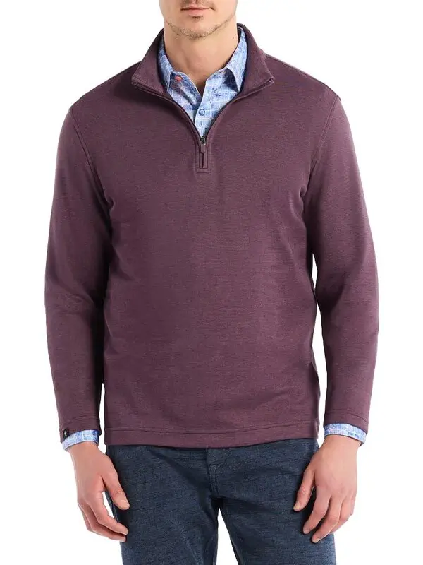 Robert Graham Troland Quarter Zip Top - Plum Perfect