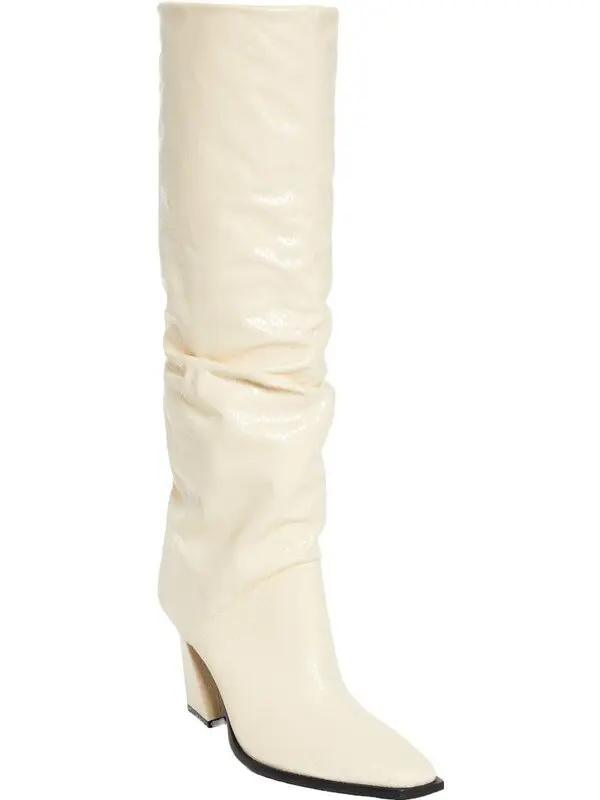 JIMMY CHOO Hart Snakeskin Embossed Knee-high Boots - Buttermilk