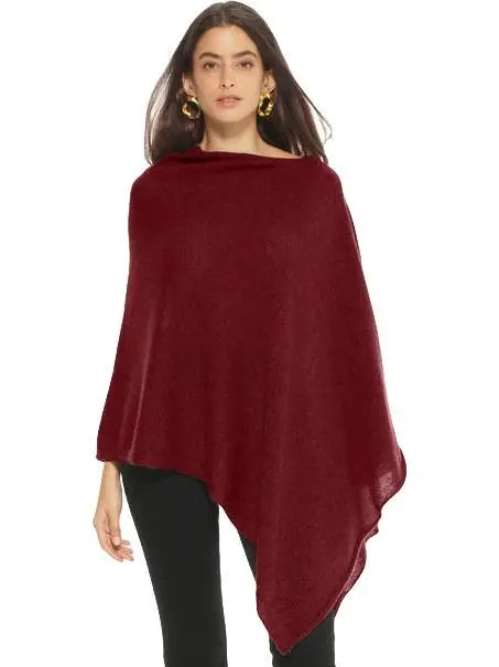 MONTICELLI CASHMERE Pure Cashmere Poncho - Bordeaux
