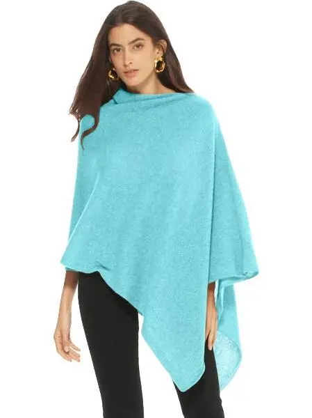 MONTICELLI CASHMERE Pure Cashmere Poncho - Cyan