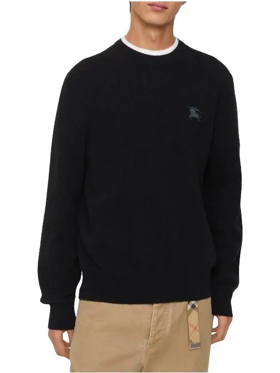Burberry Wool Sweater With Equestrian Knight Design - Black