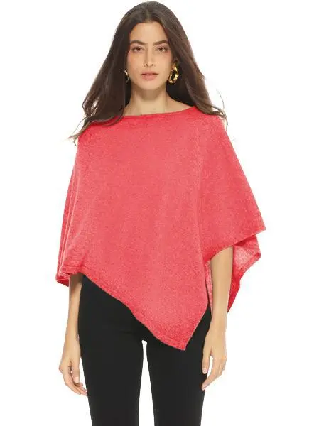 MONTICELLI CASHMERE Capelet Poncho - Coral Red
