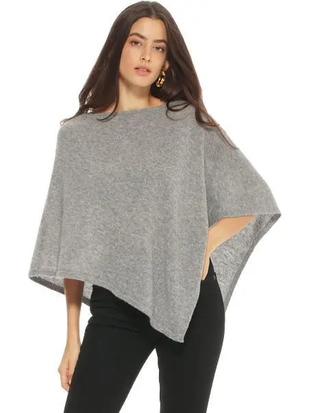 MONTICELLI CASHMERE Capelet Poncho - Melange Grey