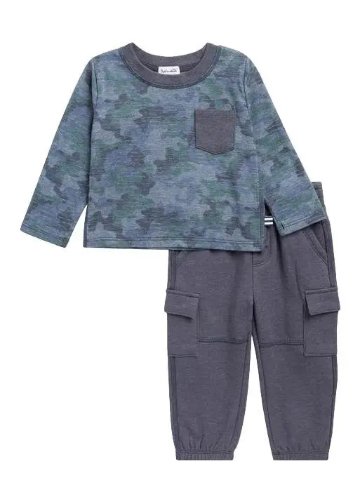 Splendid Scenic Route Camouflage T-shirt & Cargo Pants Set - Blue Camo