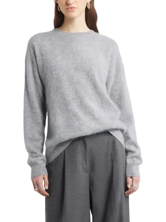 Nordstrom Brushed Cashmere Sweater - Grey Snow Heather