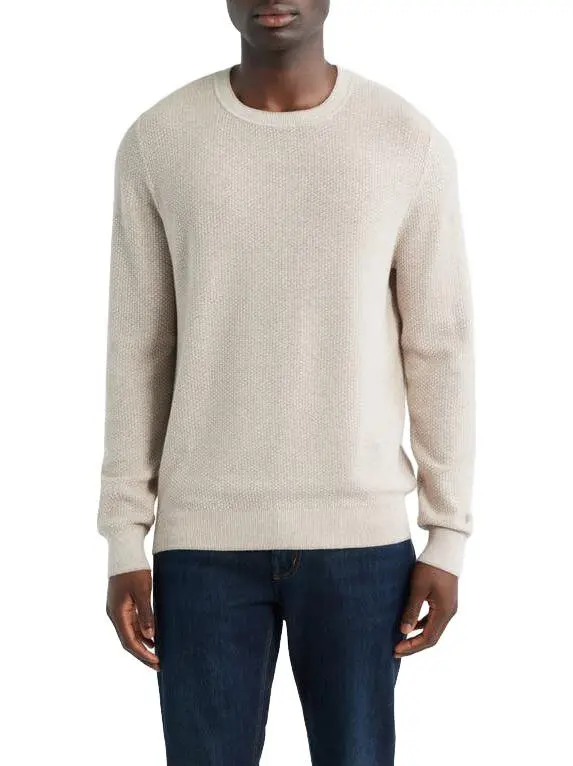 Nordstrom Texture Cotton & Cashmere Sweater - Beige- Ivory Heather