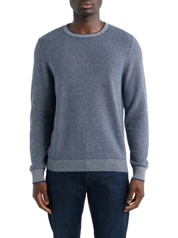 Nordstrom Texture Cotton & Cashmere Sweater - Navy-oatmeal Heather