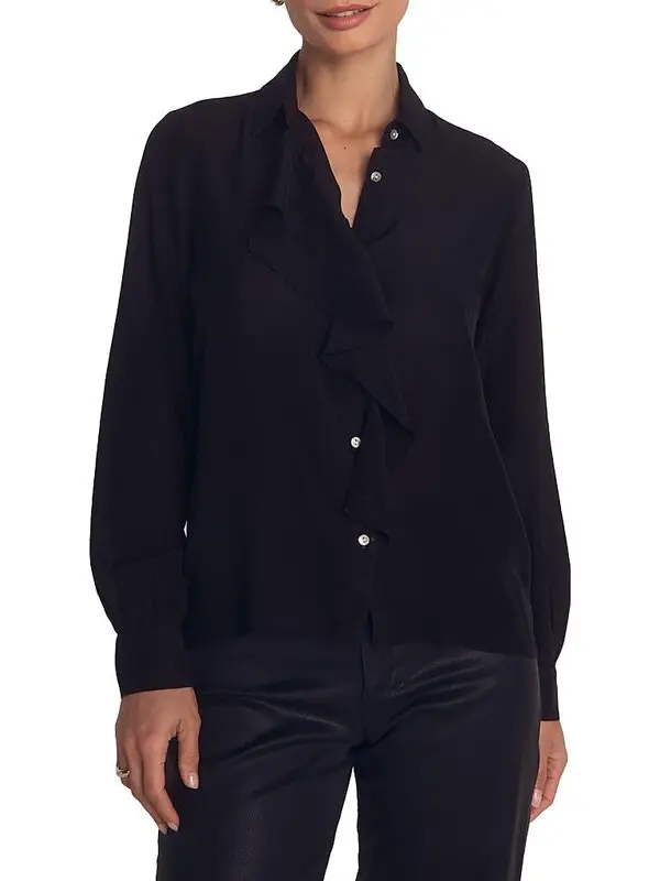 Bella Dahl Ruffle Button-up Shirt - Black