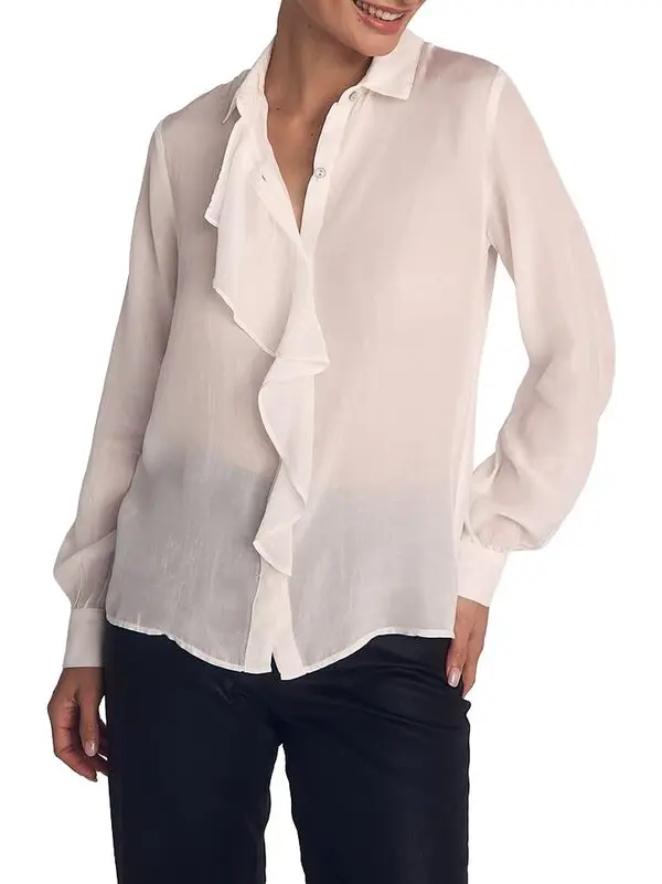 Bella Dahl Ruffle Button-up Shirt - Sheer Ivory