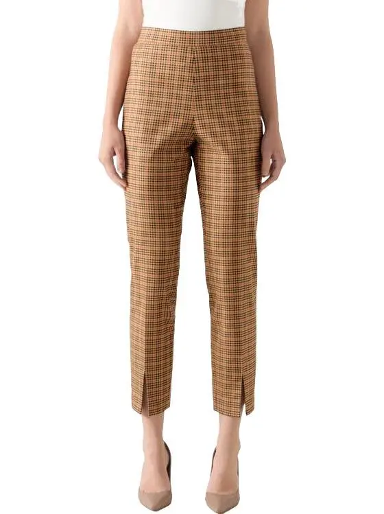 LK BENNETT Amber Plaid Crop Pants - Brown
