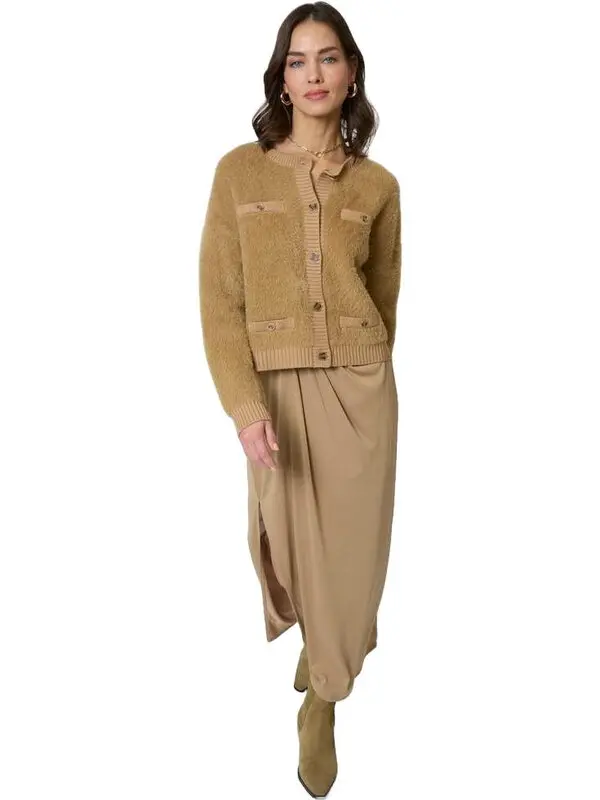 Central Park West Roman Eyelash Cardigan - Camel