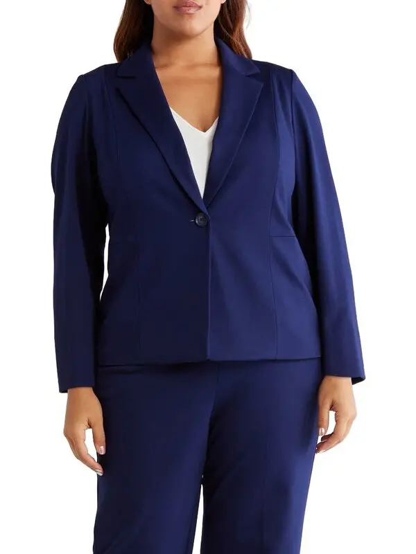 KASPER One-button Seamed Waist Blazer - Kasper Navy