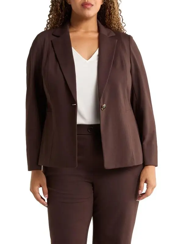KASPER One-button Seamed Waist Blazer - Rich Chocolate