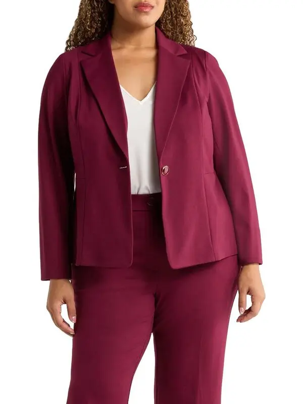 KASPER One-button Seamed Waist Blazer - Shiraz
