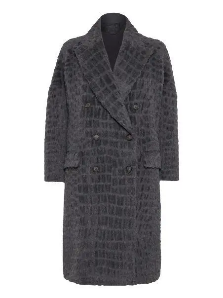 Brunello Cucinelli Croc Embroidery Coat - Anthracite