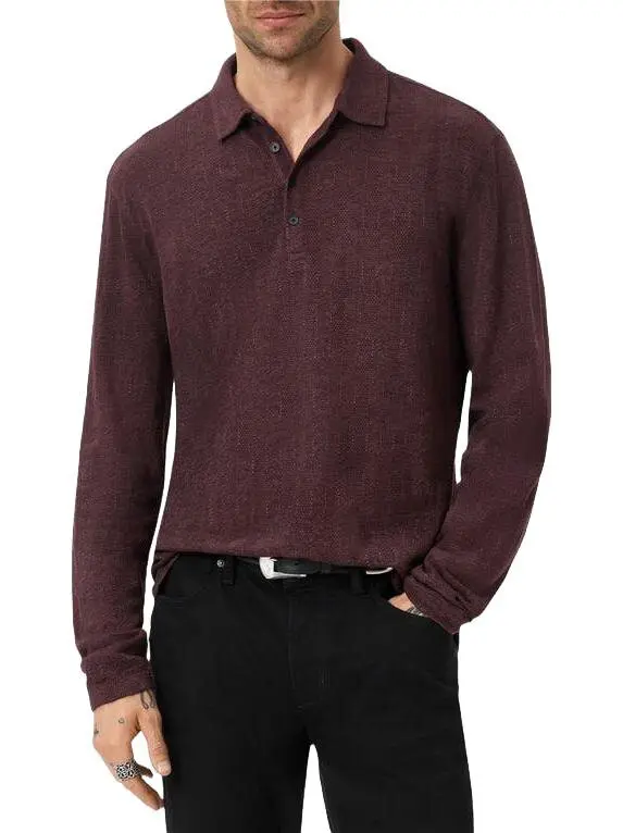 John Varvatos Jalen Three Color Marl Jacquard Long Sleeve Polo - Plum