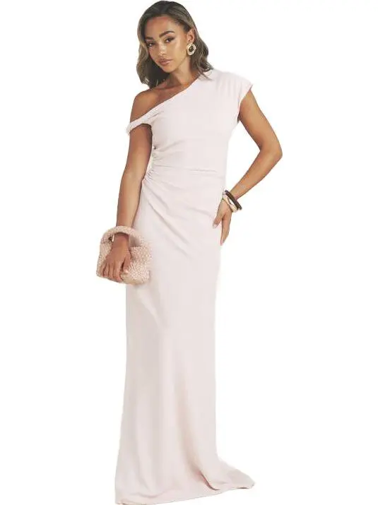 SIX STORIES Asymmetrical Twist Maxi Dress - Pale Pink