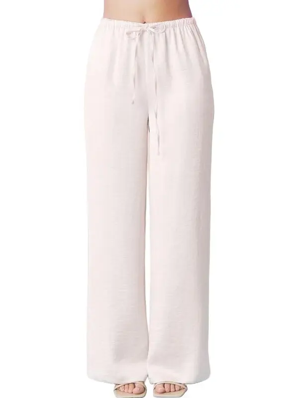 SIX STORIES Cleo Tie Waist Satin Pants - Oyster