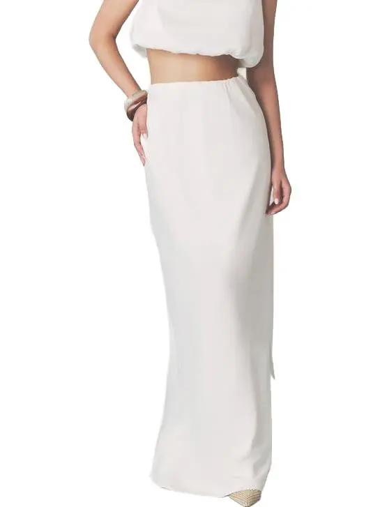 SIX STORIES Solene Satin Maxi Skirt - Cream