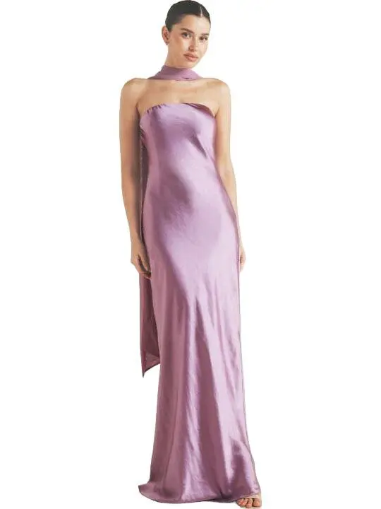 SIX STORIES Bandeau Satin Bridesmaid Dress - Orchid