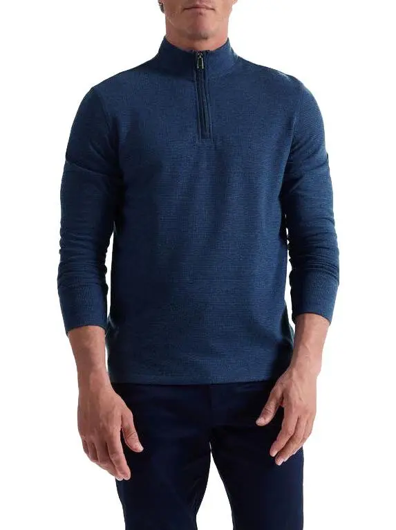 Bugatchi Houndstooth Quarter Zip Top - Navy