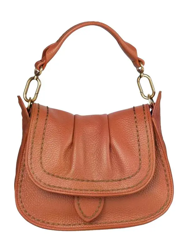 VISONA` Leather Top Handle Shoulder Bag - Orange