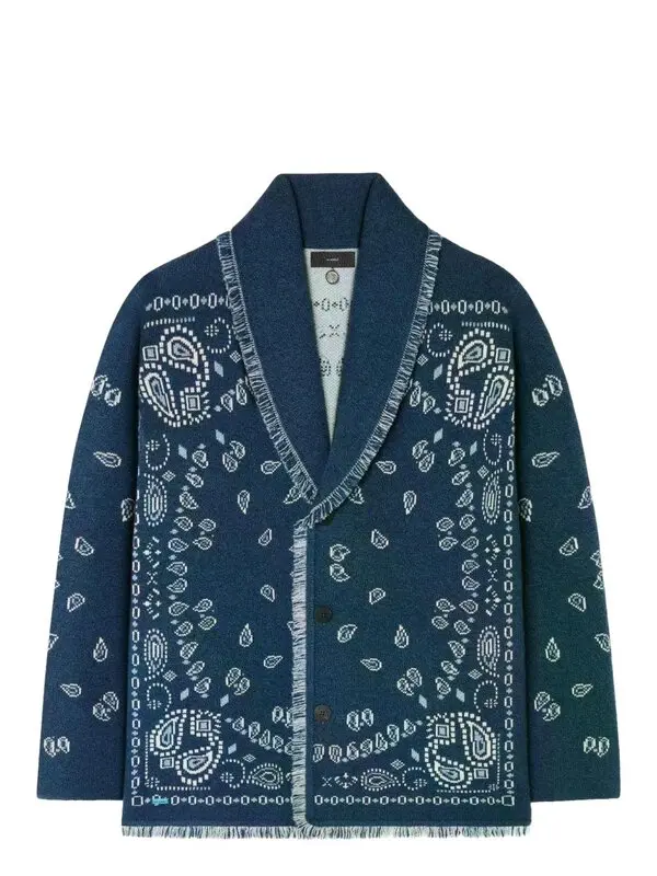 Alanui Paisley Jacquard Knit Cardigan - Blue