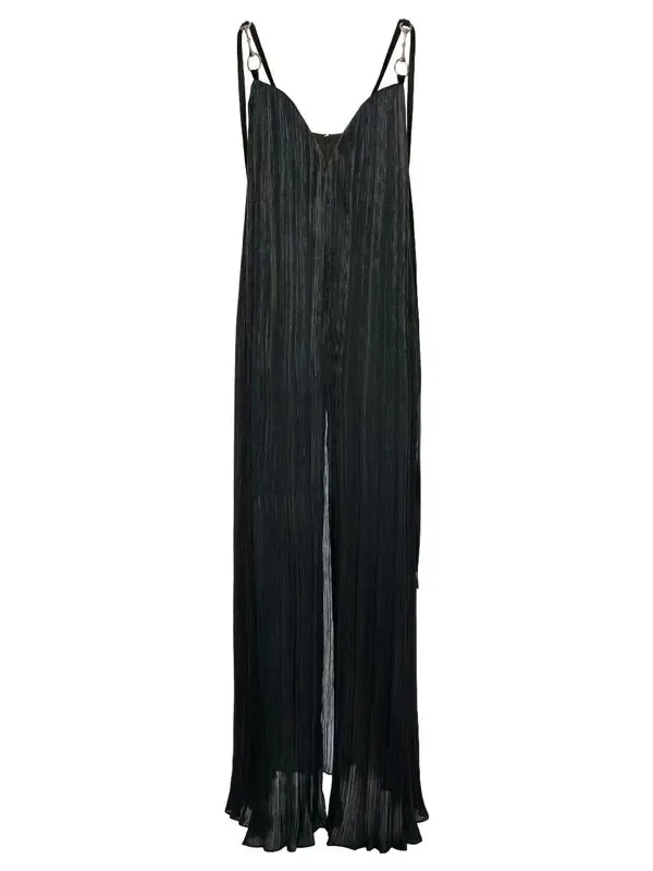 V:PM ATELIER Rossa Plissé Strap Maxi Dress - Black