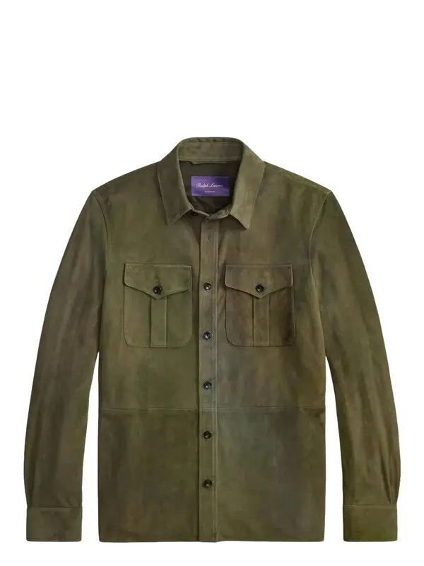 Ralph Lauren Purple Label Button-fastening Suede Shirt Jacket - Green