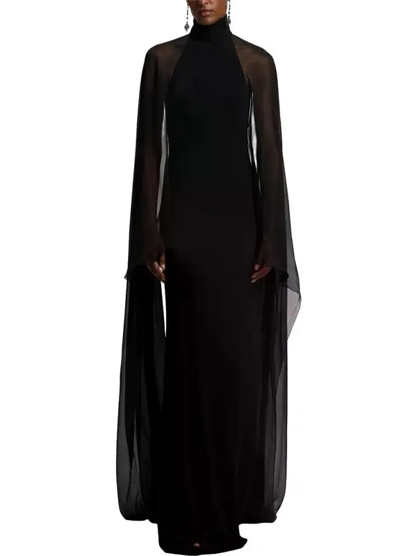 Ralph Lauren High-neck Cape Maxi Dress - Black