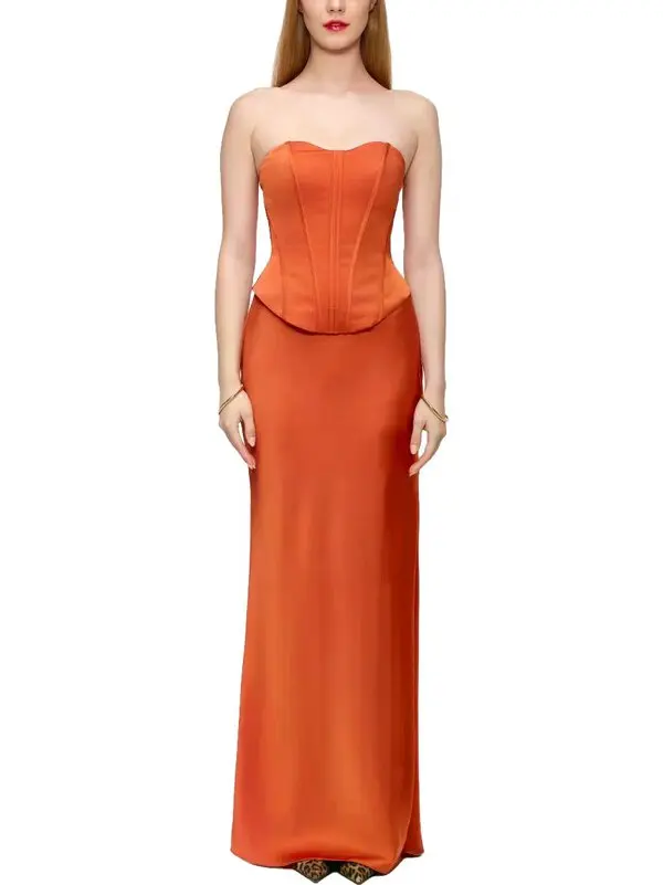 V:PM ATELIER Sophia Corset-bodice Maxi Dress - Orange