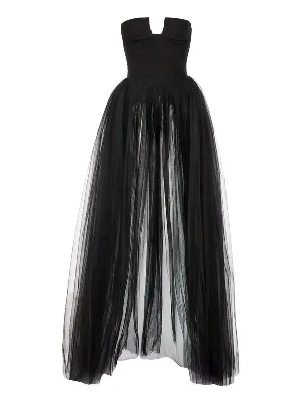 V:PM ATELIER Strapless Tulle-panel Top - Black