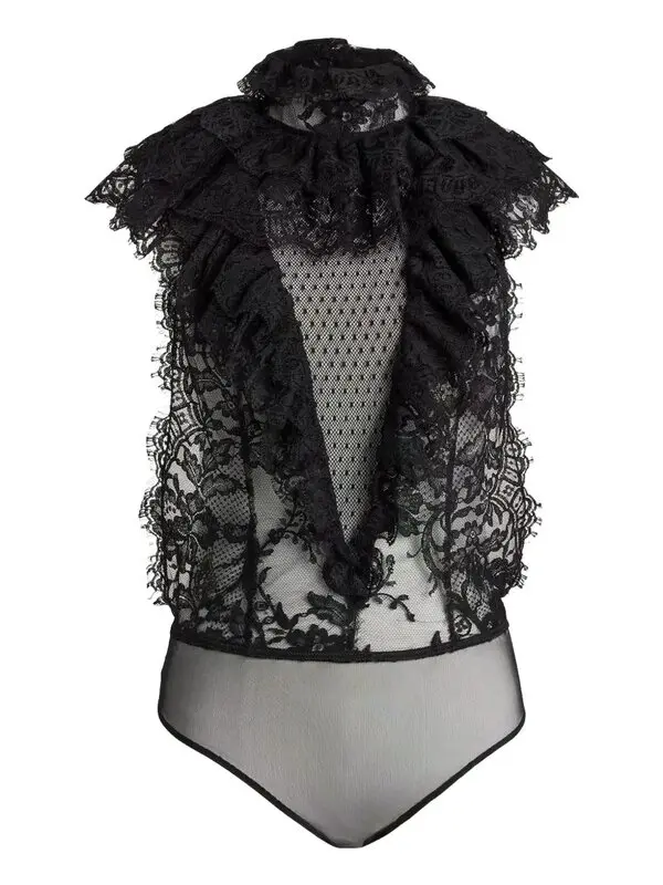 Ralph Lauren Lace-ruffled Bodysuit - Black