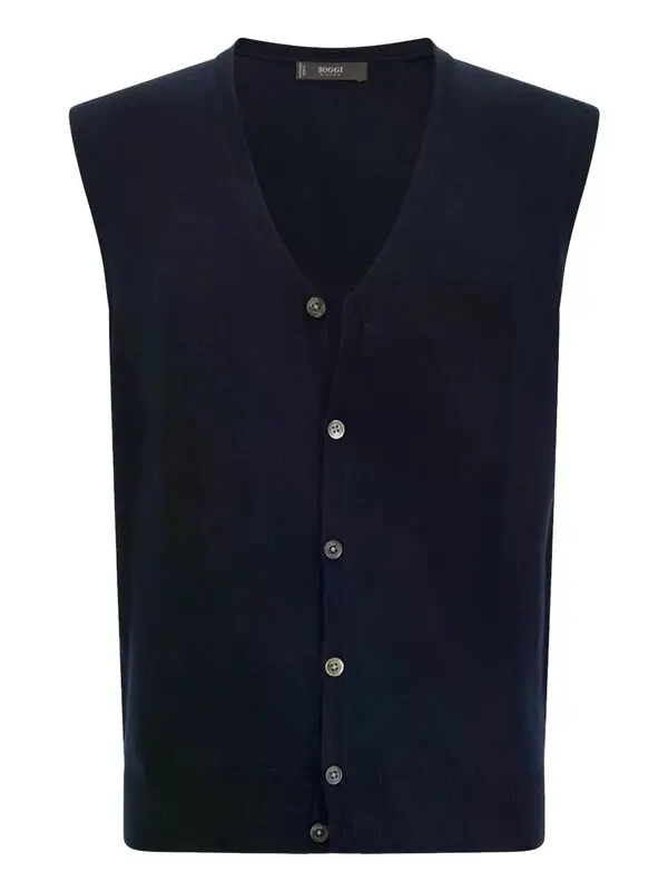 Boggi Milano Wool Buttoned Vest - Blue