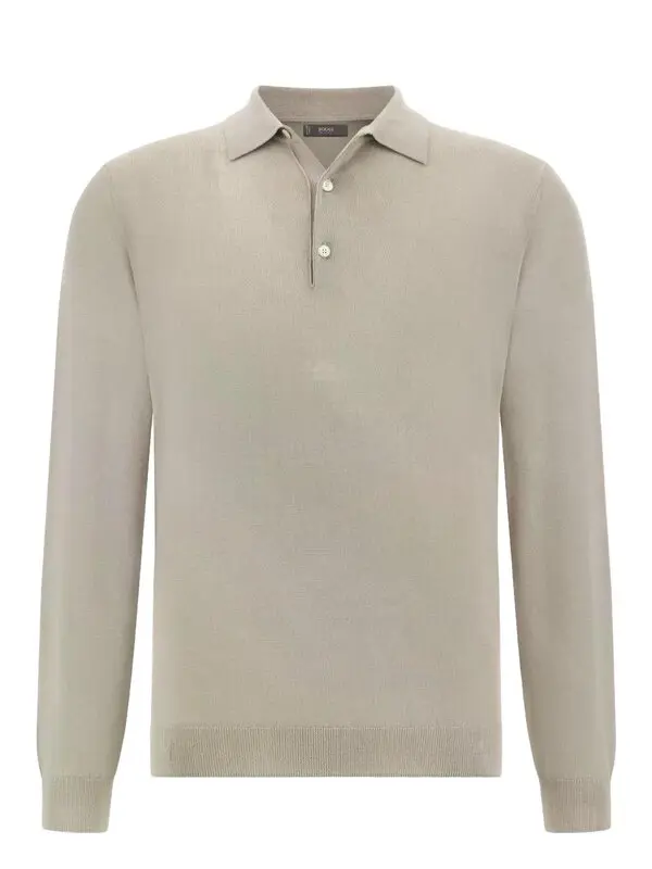 Boggi Milano Long-sleeve Polo Sweater - Neutrals