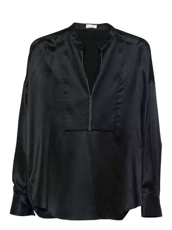 Brunello Cucinelli Rhinestone-detail Blouse - Black
