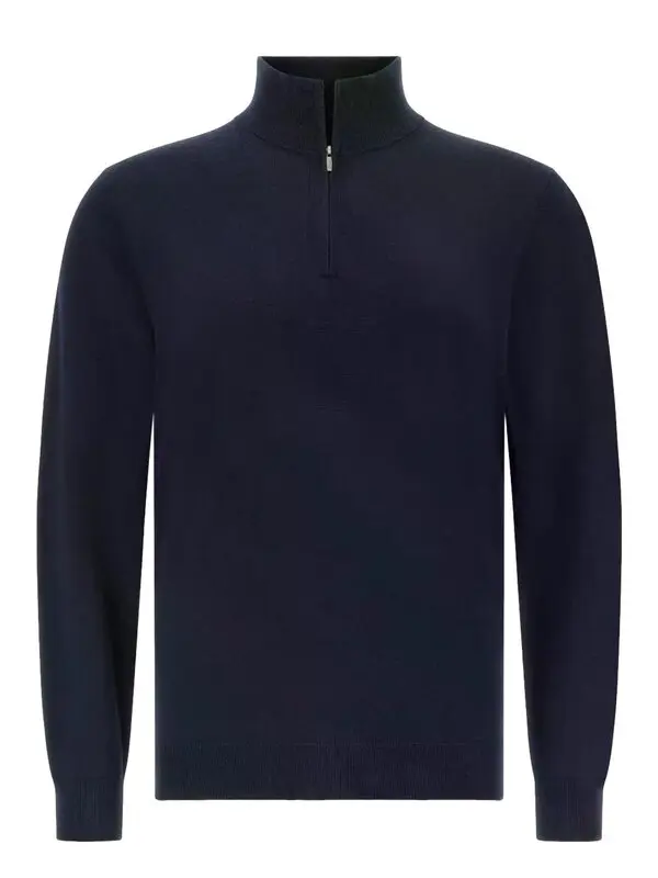 Boggi Milano Half-zip Wool Sweater - Blue