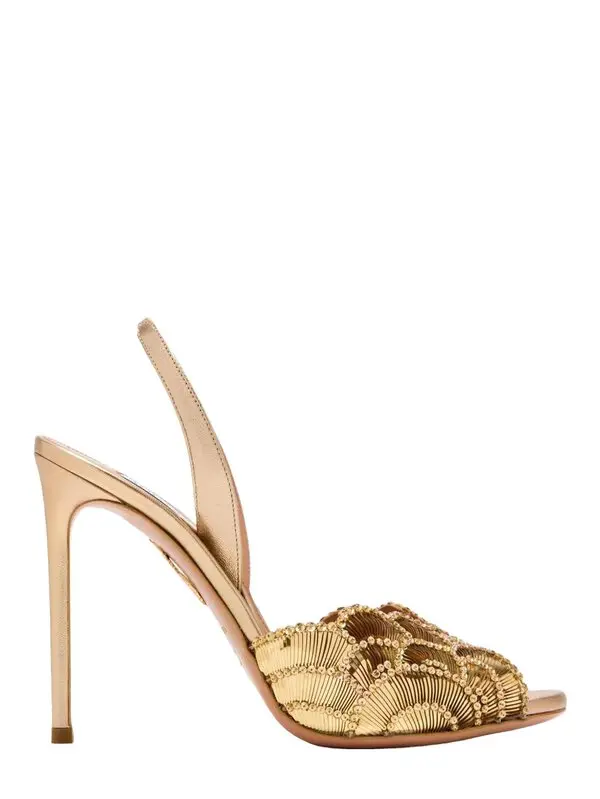 AQUAZZURA 105mm Crystal-embellished Sandals - Gold
