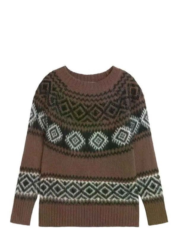 ERMANNO FIRENZE Geometric-pattern Sweater - Brown