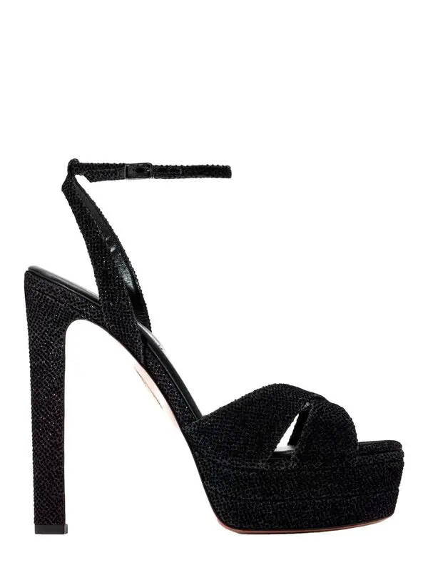 AQUAZZURA 130mm Glitter-embellished Sandals - Black
