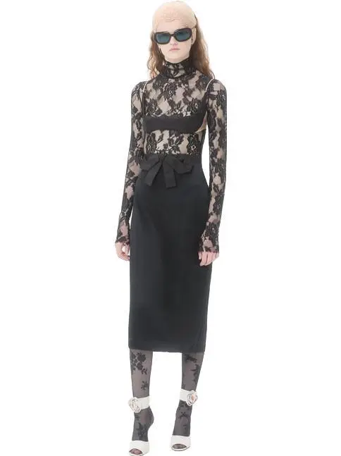 Valentino Garavani Satin Skirt With Bow - Black