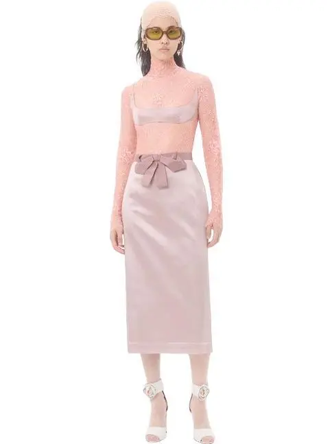 Valentino Garavani Satin Skirt With Bow - Neutral