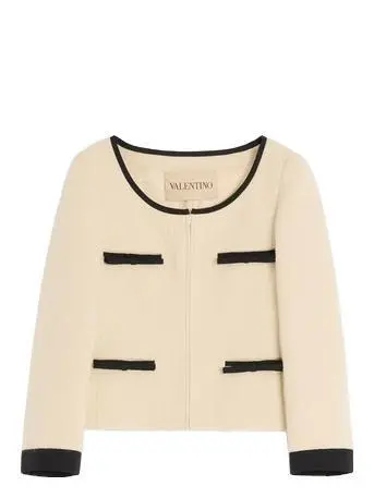 Valentino Garavani Plain Wool Tweed Jacket - Black / Multicolor / Neutral